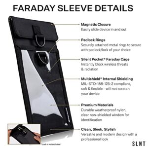 SLNT Lock Out Tag Out Locking Cell Phone Faraday Sleeve with Silent Pocket - Waterproof Nylon, Loto Signal Blocking Device Shielding for Most Phones, Keyfobs - Privacy & Anti-Hacking (Black, Medium)