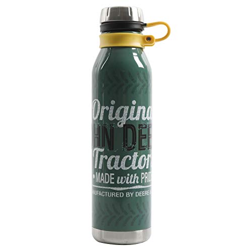 Gibson John Deere Thermal Double Wall Stainless Steel, 22.5oz Original Tractor Bottle, Green