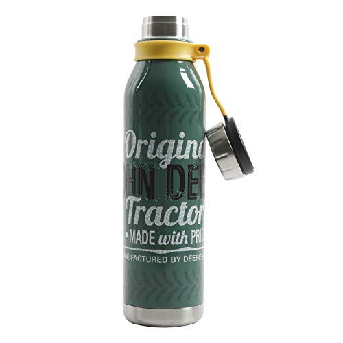 Gibson John Deere Thermal Double Wall Stainless Steel, 22.5oz Original Tractor Bottle, Green