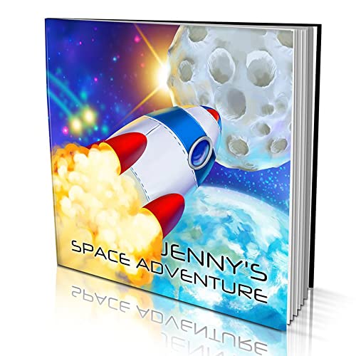 Personalized Story Book by Dinkleboo - "Space Adventure" - A Story About Your Son or Daughter Going to The Moon - for Children Aged 2 to 8 Years Old - Soft Cover - Smooth, Glossy Finish (8"x 8")