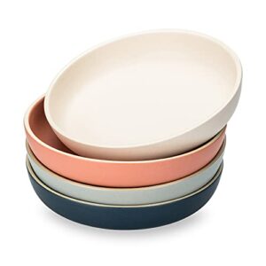 mdzf sweet home 8-inch deep porcelain dinner dishes set, pasta bowls, matte glaze serving dishes salad dessert bowls - 25 oz - set of 4