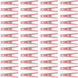 50 PCS Small Transparent Plastic Tool Paper Clips Clothespins Clip Clothing Line Clip Photo Clips 1.4 x 0.25 Inch Mini Clothespins Baby Shower Clothing Pins Plastic Small Clips for Party (Pink)