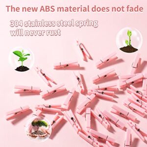 50 PCS Small Transparent Plastic Tool Paper Clips Clothespins Clip Clothing Line Clip Photo Clips 1.4 x 0.25 Inch Mini Clothespins Baby Shower Clothing Pins Plastic Small Clips for Party (Pink)