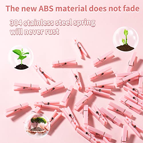 50 PCS Small Transparent Plastic Tool Paper Clips Clothespins Clip Clothing Line Clip Photo Clips 1.4 x 0.25 Inch Mini Clothespins Baby Shower Clothing Pins Plastic Small Clips for Party (Pink)