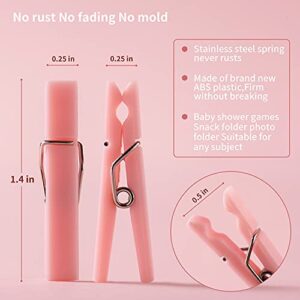 50 PCS Small Transparent Plastic Tool Paper Clips Clothespins Clip Clothing Line Clip Photo Clips 1.4 x 0.25 Inch Mini Clothespins Baby Shower Clothing Pins Plastic Small Clips for Party (Pink)