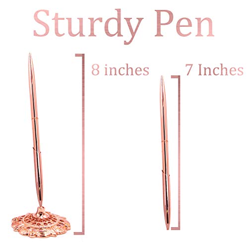 Wedding Guestbook and Wedding Pen Set - Rose Gold 100 Page Guest Book Set