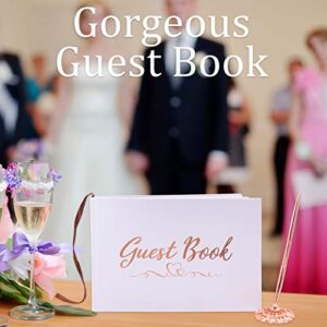 Wedding Guestbook and Wedding Pen Set - Rose Gold 100 Page Guest Book Set