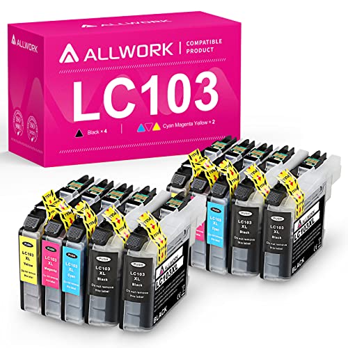 ALLWORK Compatible LC103XL LC101XL Ink Cartridge Replacement for Brother LC103 LC101 for Brother MFC J285DW J450DW J470DW J870DW J875DW J4510DW J4610DW J4710DW J6520DW J6720DW J6920DW (10 Color Packs)