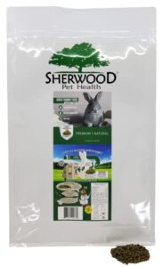 sherwood pet health adult rabbit food timothy hay pellet 20 pounds. this hay-based formula is grain-free and soy-free for better digestion. its also scientifically balanced for better urinary health.