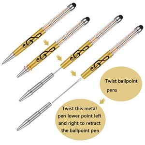 Stylus Music Pen Crystal Ballpoint Pens Retractable Touch Screen Pens Capacitive Diamond Writing Pens Music Note Ballpoint Pen 2-in-1 for Capacitive Touch Screen Devices (Bright Colors)