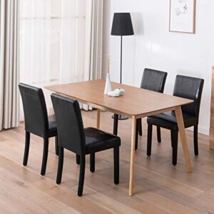 Dining Chairs Set of 2 Solid Wood Leatherette Parson Chairs(Black)