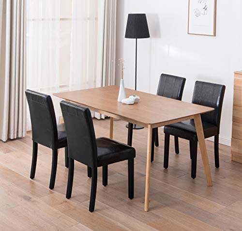 Dining Chairs Set of 2 Solid Wood Leatherette Parson Chairs(Black)