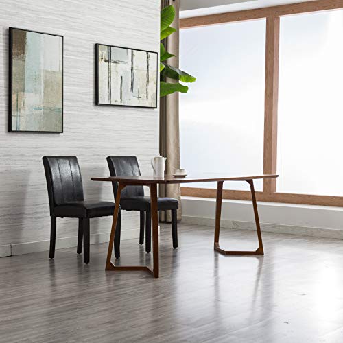 Dining Chairs Set of 2 Solid Wood Leatherette Parson Chairs(Black)