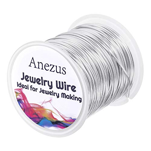 Anezus 18 Gauge Jewelry Wire for Jewelry Making, anezus Craft Wire Tarnish Resistant Copper Beading Wire for Jewelry Making Supplies and Crafting (18 Gauge, Silver)