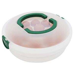 10 Inch Portable Pie Carrier with Lid and Tray 3-In-1 Round Cupcake Container Egg Holder Muffin Tart Cookie Keeper Food (Green)