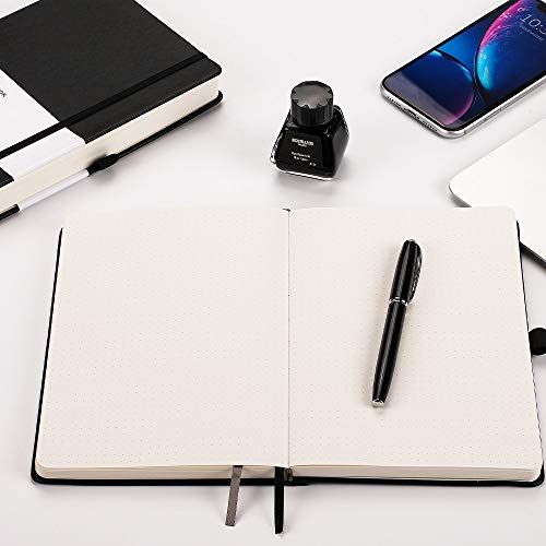 RETTACY Dotted Notebook - A5 Dotted Grid Journal with 256 Pages,120gsm Thick Paper,8 Perforated Pages,Smooth PU Leather,Inner Pocket,5.75'' × 8.38''