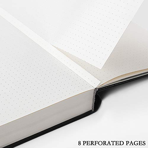 RETTACY Dotted Notebook - A5 Dotted Grid Journal with 256 Pages,120gsm Thick Paper,8 Perforated Pages,Smooth PU Leather,Inner Pocket,5.75'' × 8.38''