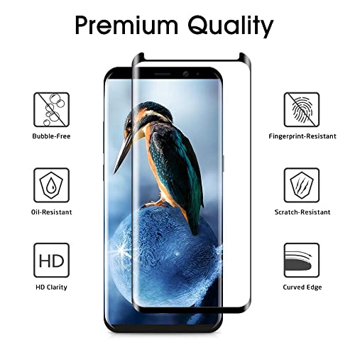 OTAO Galaxy S8 Screen Protector Tempered Glass (2 Pack), 3D Curved Dot Matrix Glass Screen Protector for Samsung Galaxy S 8 with Installation Tray [Case Friendly]