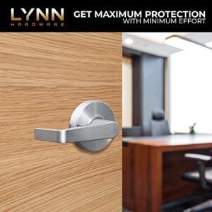 LYNN HARDWARE Commercial Door Lever Lock - Heavy-Duty Locking Door Handle, Designer Door Handles, Cylindrical Lever Lock, Non-Handed Grade 2 Door Handle, Satin Chrome, Classroom Function