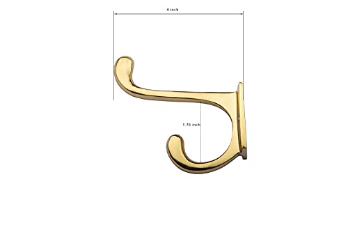 Solid Brass Retro Coat and Hat Hook Rectangle Base with Matching Brass Screws Finished in Polished Brass Heritage Multi Purpose Hook