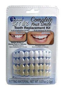 instant smile complete your smile temporary tooth replacement kit - replace a missing tooth in minutes - patented