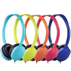 hongzan kids headphones bulk 10 pack multi colored for school classroom students kids children teen and adults (mixed colors)