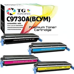 TG Imaging (4-Pack) 645A Compatible Replacement for HP C9730A Toner Cartridge B-C-Y-M for HP Laser-Jet 5500N 5500DN 5500DTN 5550N 5550DN 5550DTN Printer (C9730A/9731A/9732A/9733A)