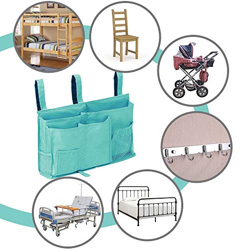 DIFFLIFE Bedside Storage Organizer, 8 Pockets Hanging Storage Bag Organizer Holder,2019 Bedside Caddy for Bunk Dorm Rooms & Hospital Bed Rails（Green） (YUNDA118)