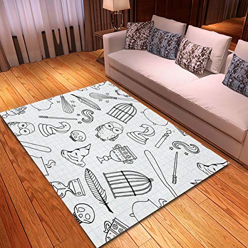 rouihot Non-Slip Area Rug 2'7"x 6' Potter Different Witch Equipment Harry Pattern Birdcage Magic Wand Rugs Carpet for Classroom Living Room Bedroom Dining Kindergarten Room