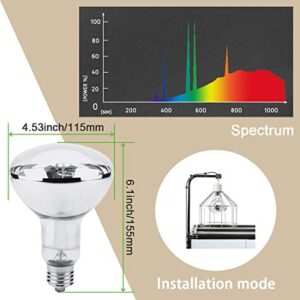 125W Reptile Heat Lamp Bulb, MIXJOY High Intensity Self-Ballasted UVA UVB Light Bulb, Full Spectrum Sun Light for Reptile and Amphibian Use