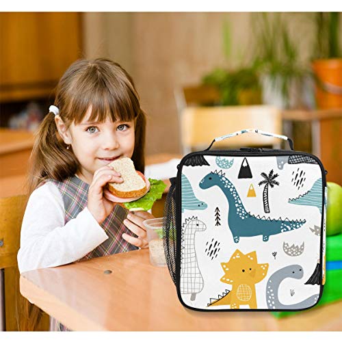 senya Insulated Lunch Box Dino Scandinavian Style Large Lunch Bag Warmer Cooler Meal Prep Lunch Tote with Shoulder Strap for Women Boys Girls