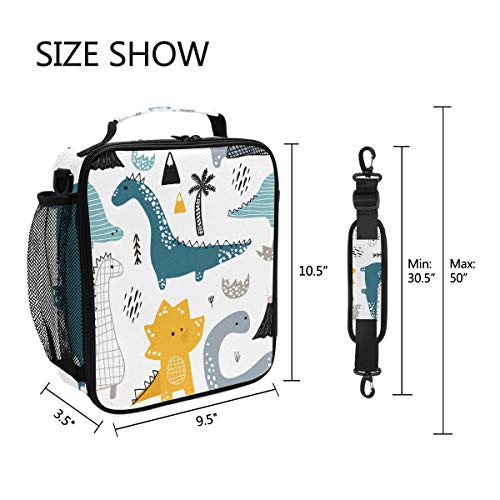 senya Insulated Lunch Box Dino Scandinavian Style Large Lunch Bag Warmer Cooler Meal Prep Lunch Tote with Shoulder Strap for Women Boys Girls