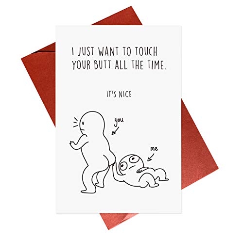 Cute Anniversary Card,Romantic Card,Funny Touch My Butt Love Cards,Naughty Card for Her BF GF