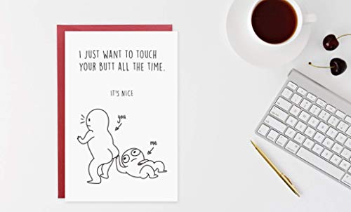 Cute Anniversary Card,Romantic Card,Funny Touch My Butt Love Cards,Naughty Card for Her BF GF