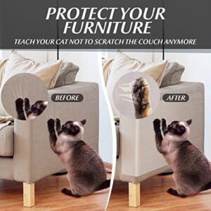 OIFIO Cat Couch Protector, Double Sided Clear Anti-Scratch Cat Deterrent Training Tape, 8 Pack larack Large Size and Pre Cut cat Furniture Protector for Your Home Protection, No pins,Residue Free