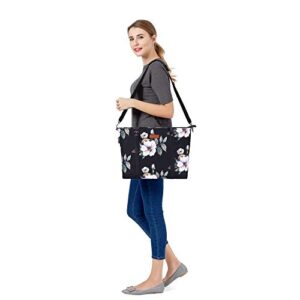 MOSISO USB Port Laptop Tote Bag (17-17.3 inch) with Adjustable Top Handle, Laptop Bag for Women, Hibiscus Polyester Work Travel Shoulder Bag