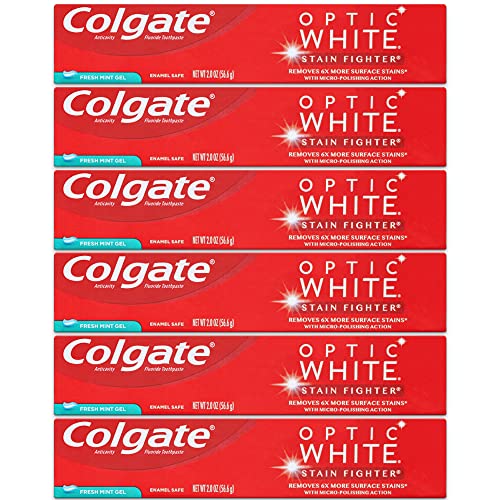 Colgate Toothpaste Optic White Stain Fighter Clean Mint Paste 2.0 Ounce - 6 pack