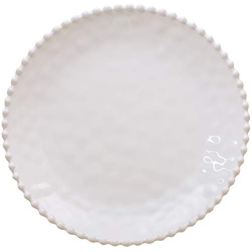 Merritt Beaded Pearl 14-inch Melamine Serving Platter, Cream