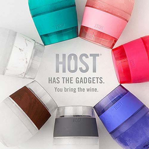 Host Cooling Wine Freeze Cup with Lid, Set of 2 Plastic Double Wall Insulated Wine Tumbler Freezable Drink Vacuum Cup with Freezing Gel, Wine Glasses for Red and White Wine, Gift Essentials, Gray