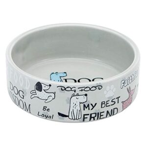 5-inch ceramic dog bowl cartoon pattern, cute, chew-proof, dishwasher and microwave safe