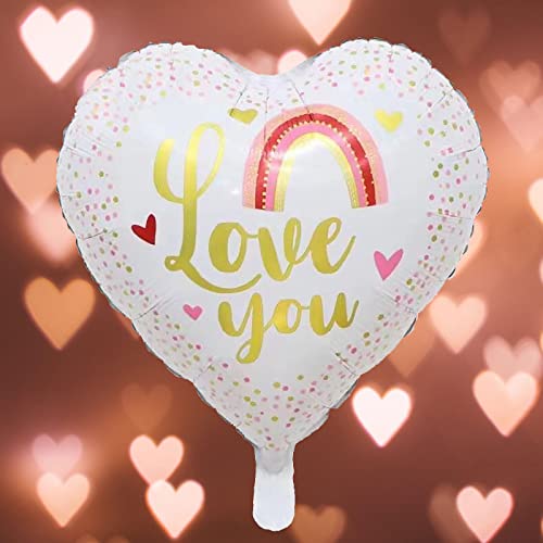 Creaides 20 Pcs Love Heart Balloons Aluminum Mylar Helium Foil 18 Inch I Love You Balloons for Romantic Wedding Mother's Day Engagement Anniversary Party Suppliers