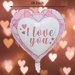 Creaides 20 Pcs Love Heart Balloons Aluminum Mylar Helium Foil 18 Inch I Love You Balloons for Romantic Wedding Mother's Day Engagement Anniversary Party Suppliers