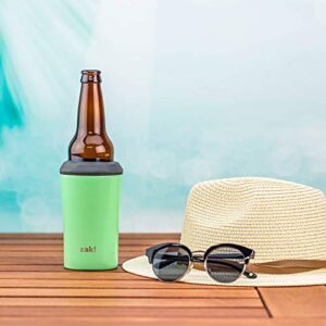 Zak Designs Durable 18/8 Stainless Steel with Vacuum Insulated Can and Bottle Cooler, Great for Cold Drinks Stay Cold in Pool and Party (12oz, Pistachio, BPA Free)