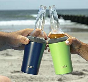 Zak Designs Durable 18/8 Stainless Steel with Vacuum Insulated Can and Bottle Cooler, Great for Cold Drinks Stay Cold in Pool and Party (12oz, Pistachio, BPA Free)