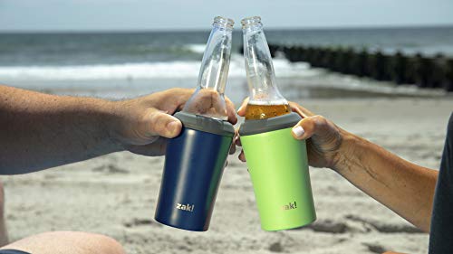 Zak Designs Durable 18/8 Stainless Steel with Vacuum Insulated Can and Bottle Cooler, Great for Cold Drinks Stay Cold in Pool and Party (12oz, Pistachio, BPA Free)