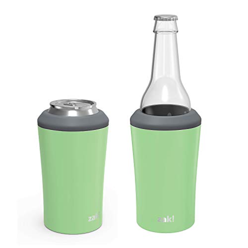 Zak Designs Durable 18/8 Stainless Steel with Vacuum Insulated Can and Bottle Cooler, Great for Cold Drinks Stay Cold in Pool and Party (12oz, Pistachio, BPA Free)