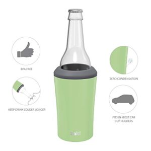 Zak Designs Durable 18/8 Stainless Steel with Vacuum Insulated Can and Bottle Cooler, Great for Cold Drinks Stay Cold in Pool and Party (12oz, Pistachio, BPA Free)