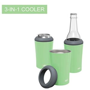 Zak Designs Durable 18/8 Stainless Steel with Vacuum Insulated Can and Bottle Cooler, Great for Cold Drinks Stay Cold in Pool and Party (12oz, Pistachio, BPA Free)