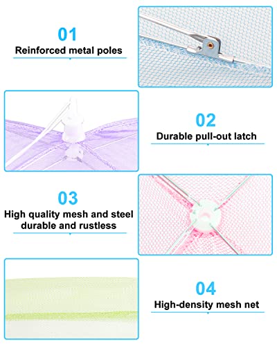 Comforer Food Cover Mesh Food Tent, 17 Inches, Nylon Covers, Pop-Up Umbrella Screen Tents, Collapsible and Reusable Patio Bug Net for BBQ, Picnics, Parties, Camping, Outdoor - 6 Colors