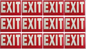 exit sign glow-in-the-dark exit sign, 12 by 9 inches, photoluminescent glow in the dark exit sign, save energy eco friendly -12 pack by cotton fly